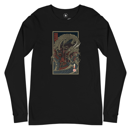 Samurai vs Dragon Warrior Ukiyo-e Unisex Long Sleeve Tee – Samurai Original